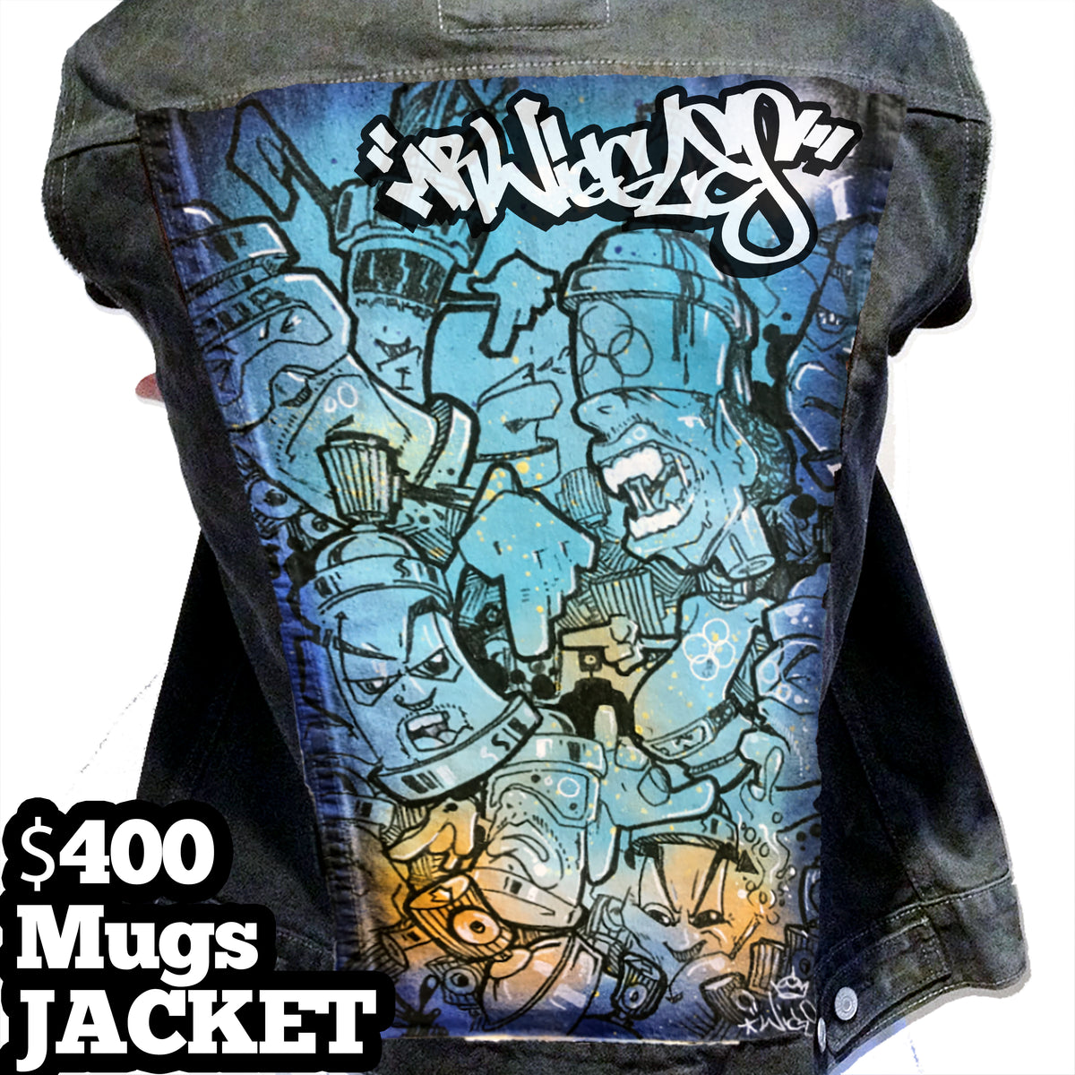 MUGS JACKET "Your Name & Cartoons" Custom hand painted denim – Wigz & Co.