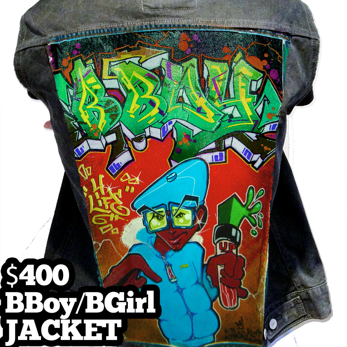 BBoy/BGirl Mug JACKET "Your Name & Face" Custom hand painted denim ...